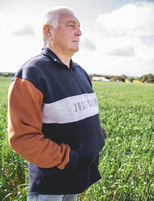 JS | Albury Rust, Navy & Grey | Half Zip Long Tail Rugby Collar