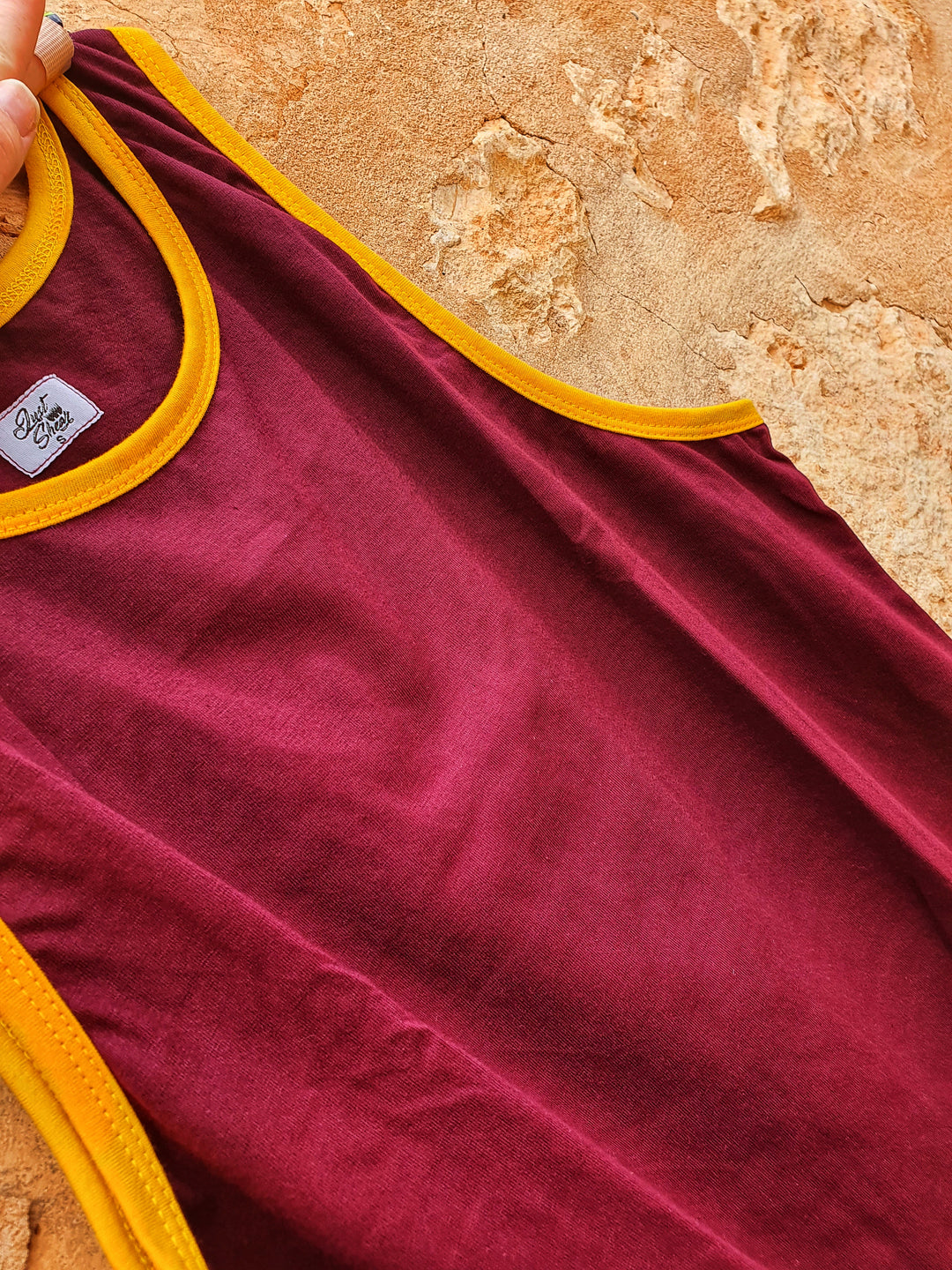 Maroon with Gold Trim Shearing Singlet – Just Shear